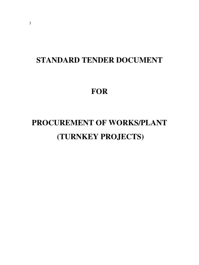 Standard Tender Document For Procurement of Works Plant - Turnkey ...