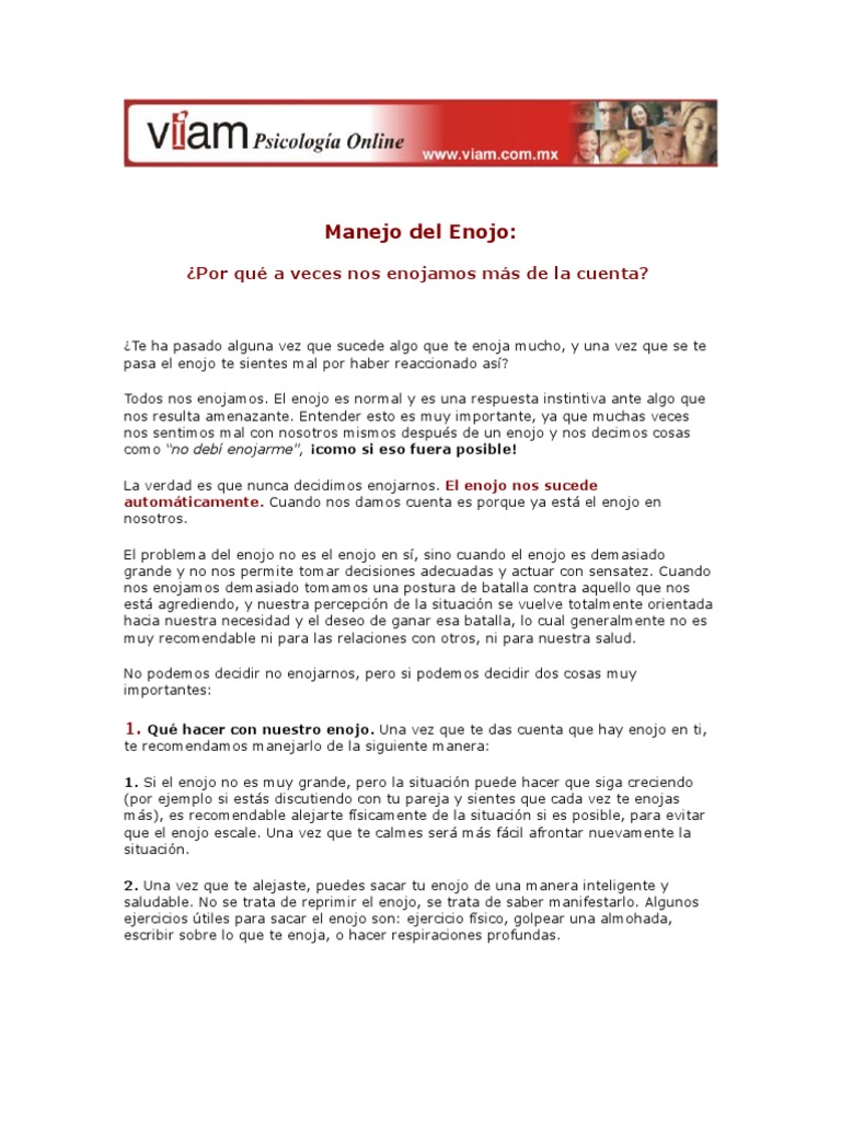 Cómo Manejar el Enojo Efectivamente | PDF | Ira | Conceptos psicologicos