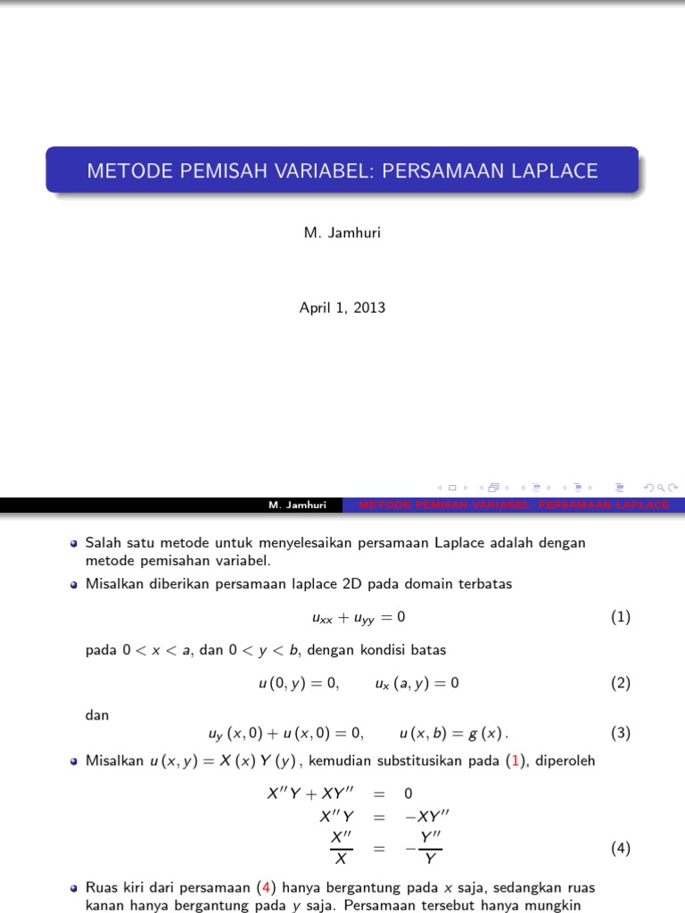 Pemisahan Variabel pada Persamaan Laplace | PDF