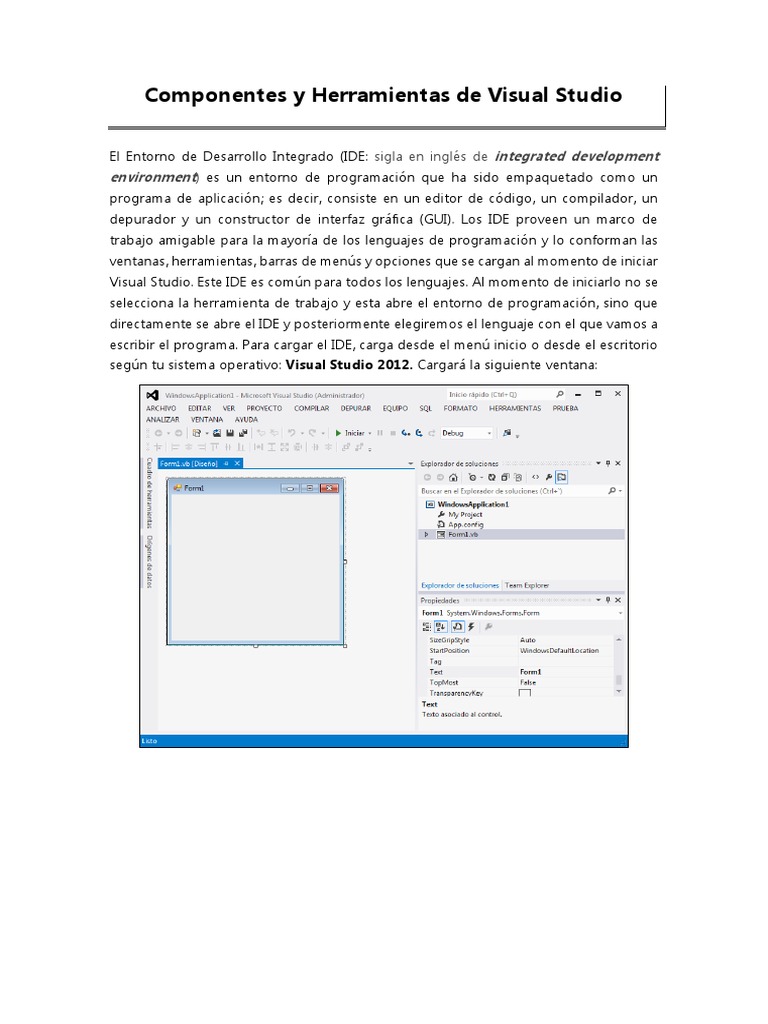 Componentes y Herramientas de Visual Studio | PDF | Entorno de ...