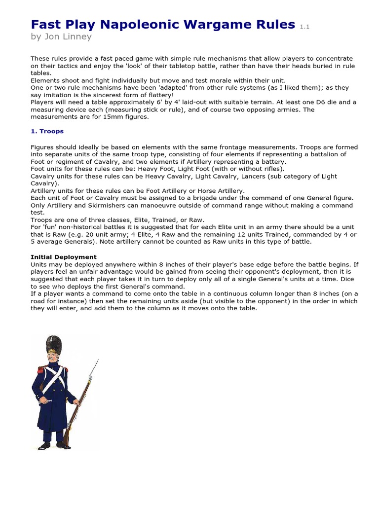 Fast Play Napoleonic Wargame Rules | PDF | Cavalry | Flanking Maneuver