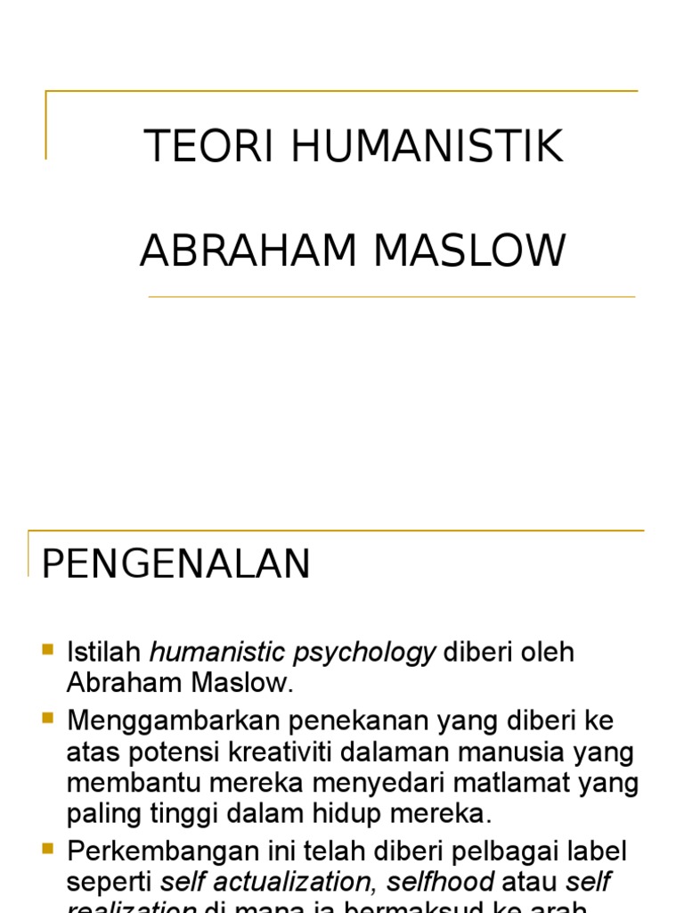 Teori Humanistik Maslow | PDF