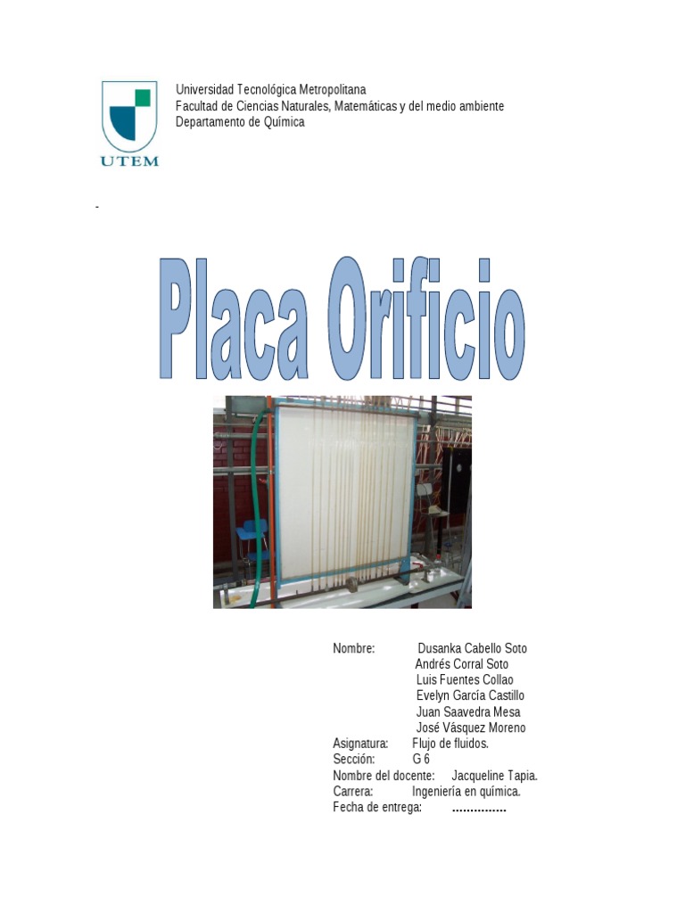 Placa Orificio | PDF | Numero Reynolds | Presión
