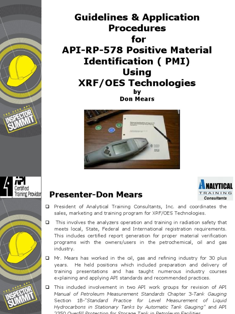 API RP 578 Pmi Don Mears | PDF | Occupational Safety And Health ...