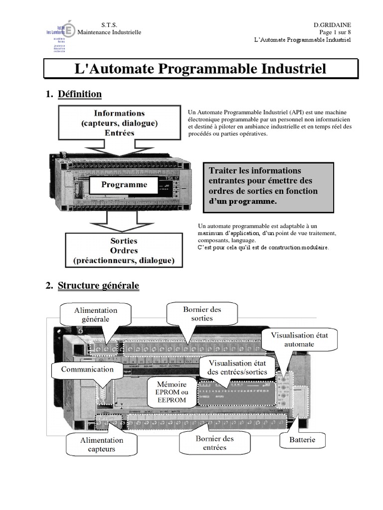 Introduction à l'Automate Programmable | PDF | Automate programmable ...