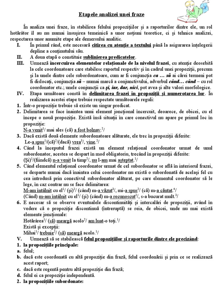 Etapele Analizei Unei Fraze