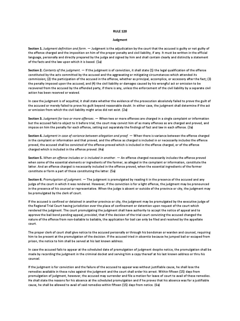 Rule 120 | Download Free PDF | Bail | Judgment (Law)