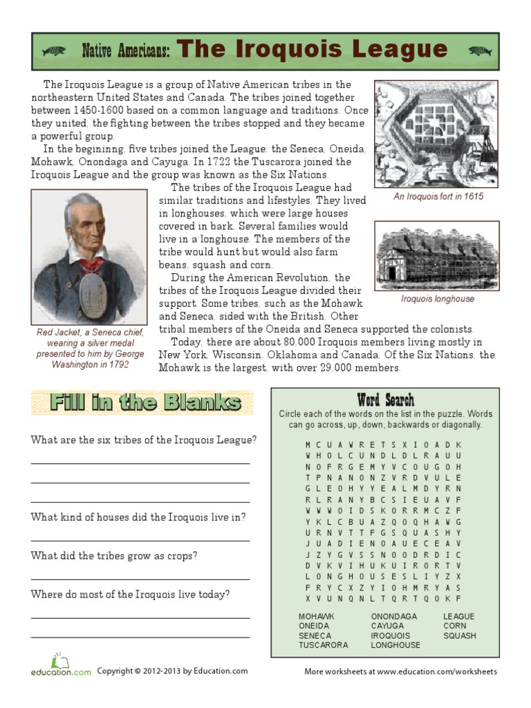 Native Americans Iroquois Worksheet | Download Free PDF | Iroquois ...