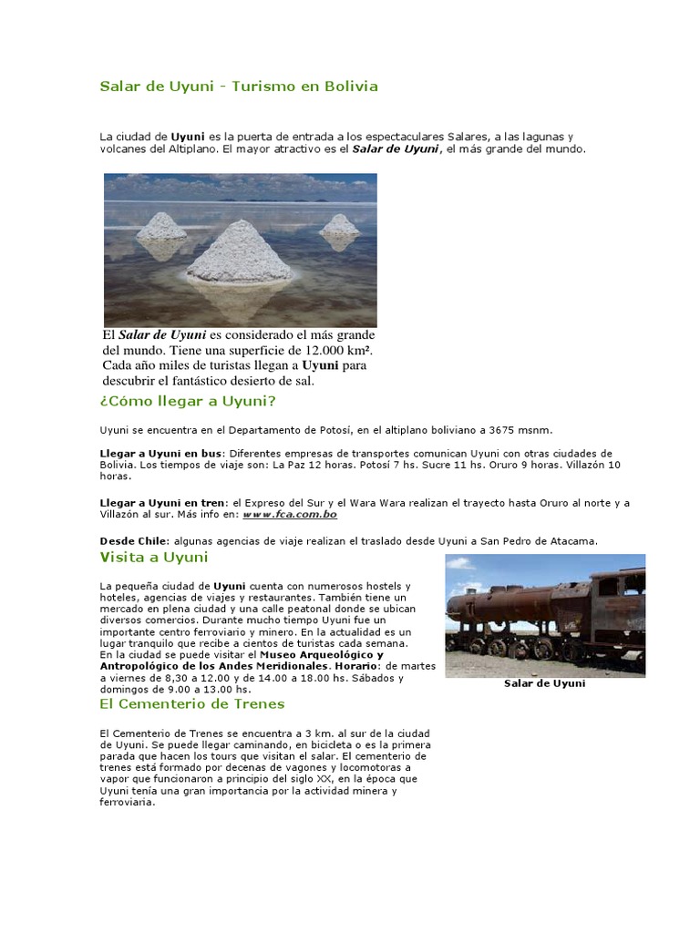 Salar de Uyuni | PDF | Bolivia | Transporte