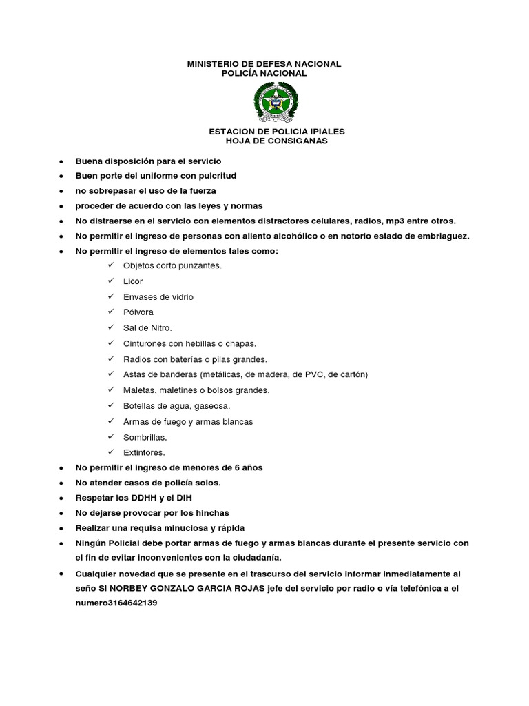 Hoja de Consignas | PDF | Accion legal | Seguridad nacional