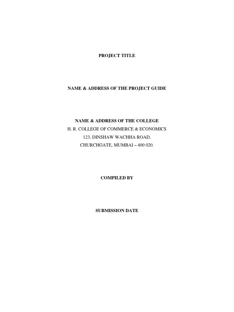 Project Title: H. R. College of Commerce & Economics 123, Dinshaw ...