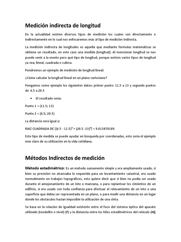 Medición Indirecta de Longitud | PDF | Medición | Observación científica