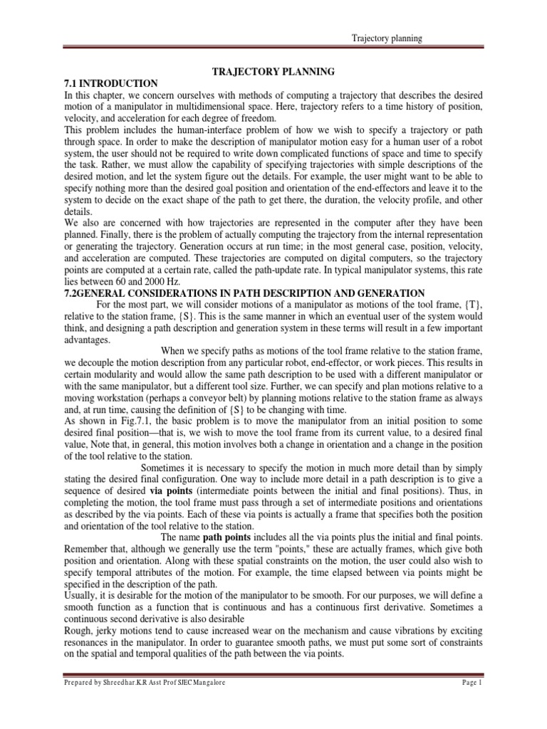 Robot Trajectory Planning Guide | PDF | Robotics | Trajectory