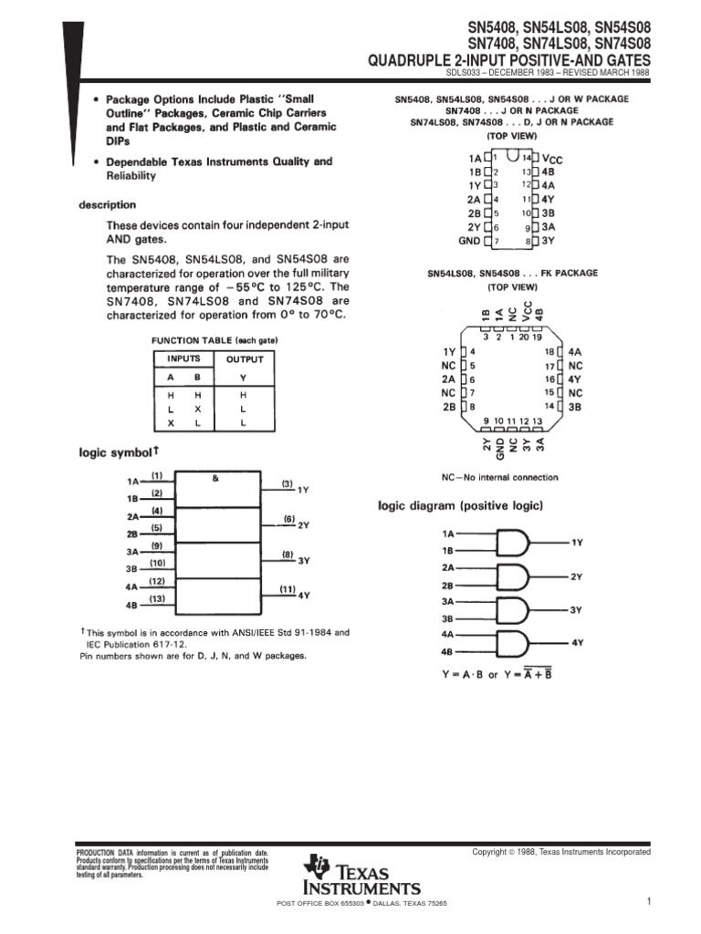 Datasheet c.i 7408 | Electronics | Technology