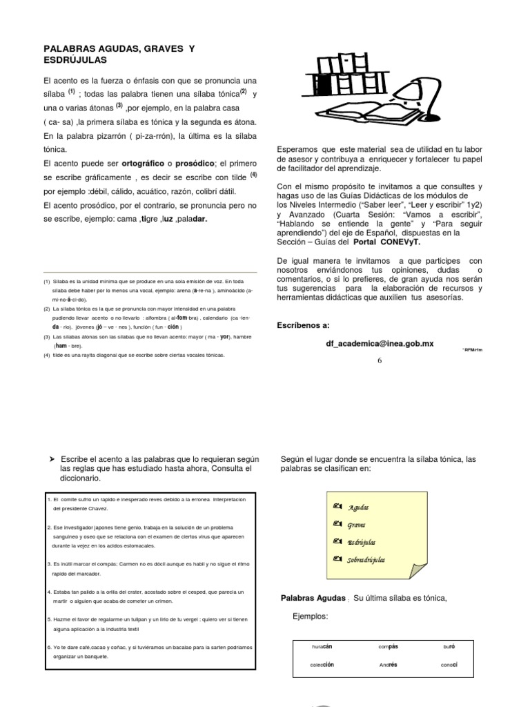 Palabras Agudas Graves y Esdrújulas | PDF