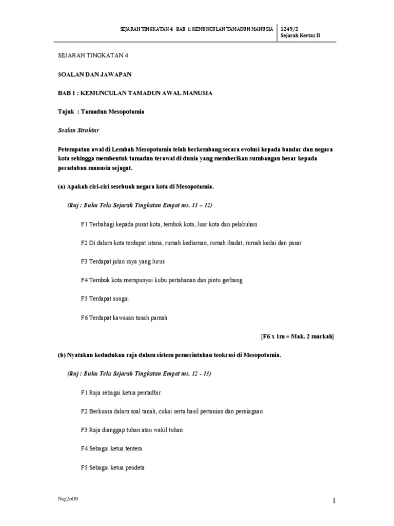 Sejarah Bab 1 (Contoh Soalan) (Form 4) | PDF
