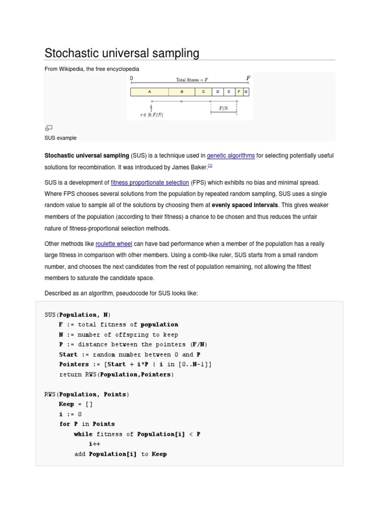 Stochastic Universal Sampling | PDF