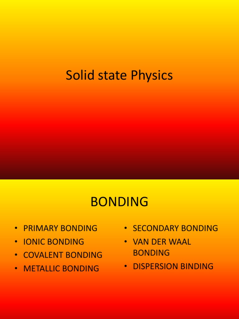 Solid State Physics | PDF | Chemical Bond | Magnetism