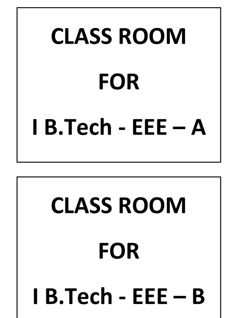 Class Room FOR I B.Tech - EEE - A | PDF