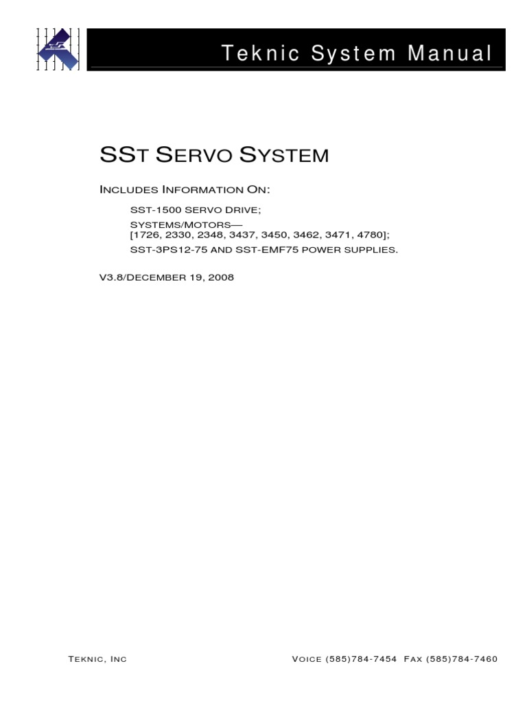 Teknic SST System Manual Rev3.8 SST-1500 | PDF | Power Supply ...