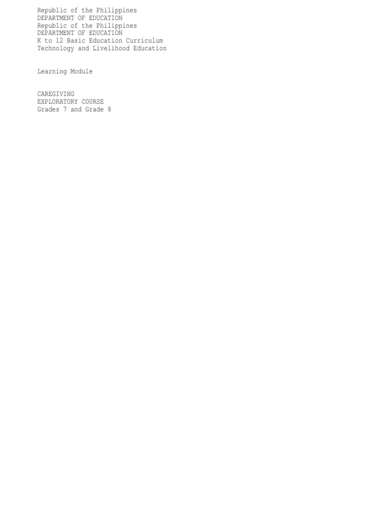 K to 12 Caregiving Module for Grades 7-8 | PDF | Thermometer | Foods