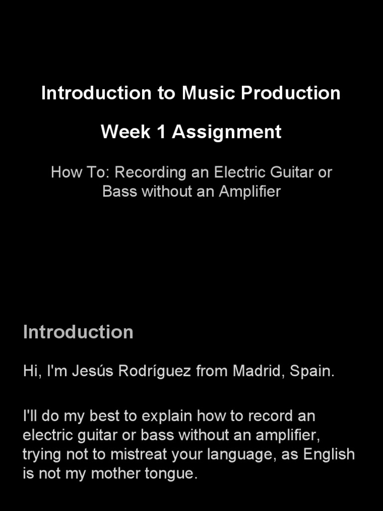 Introduction To Music Production - Week 1 Assignment PDF | PDF | Sound ...