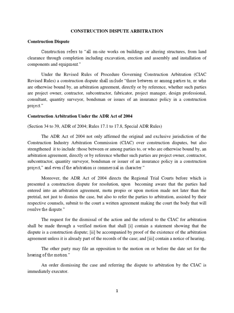ADR Report Construction Arbitration | PDF | Arbitral Tribunal | Alternative Dispute Resolution