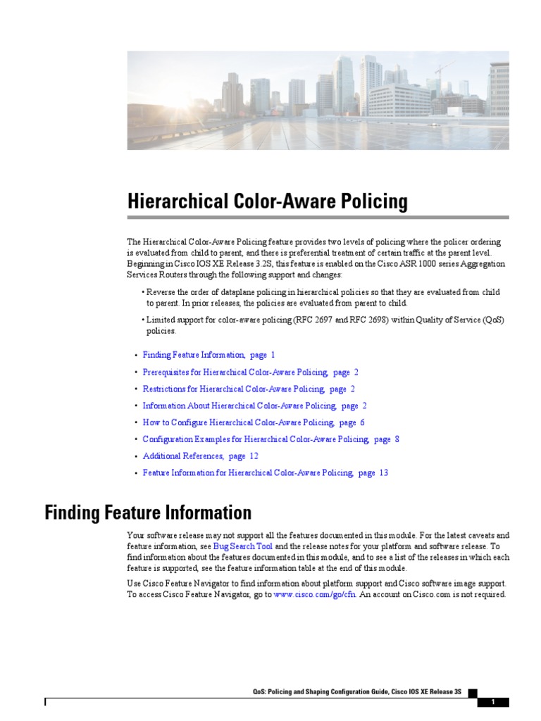 Cisco Hierarchical Color Aware Policing | PDF | Router (Computing) | Quality Of Service