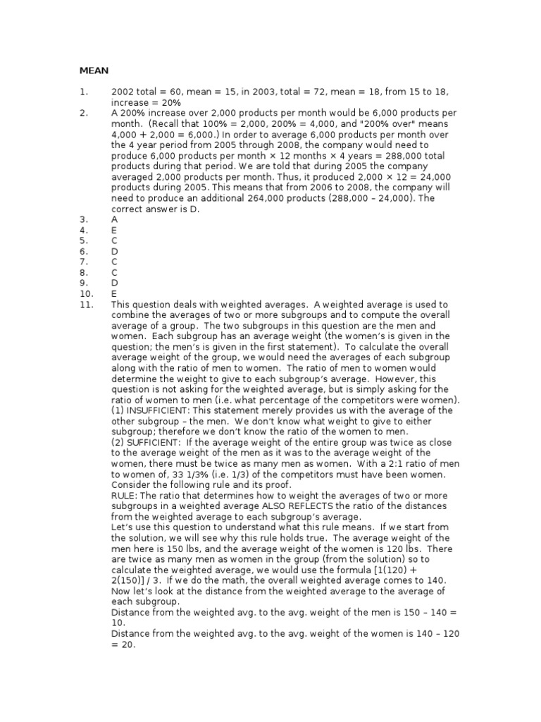 GMAT Quant Topic 2 Statistics Solutions | PDF