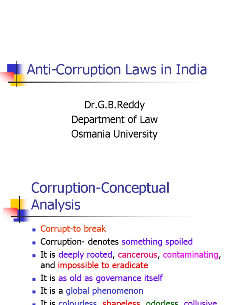 Anti-Corruption Laws in India | Money Laundering | Criminal Procedure ...