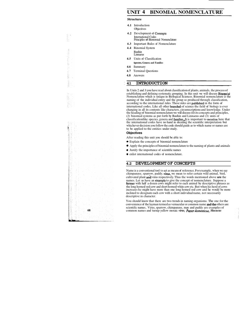 Binomial Nomenclature | PDF | Genus | Taxonomy (Biology)