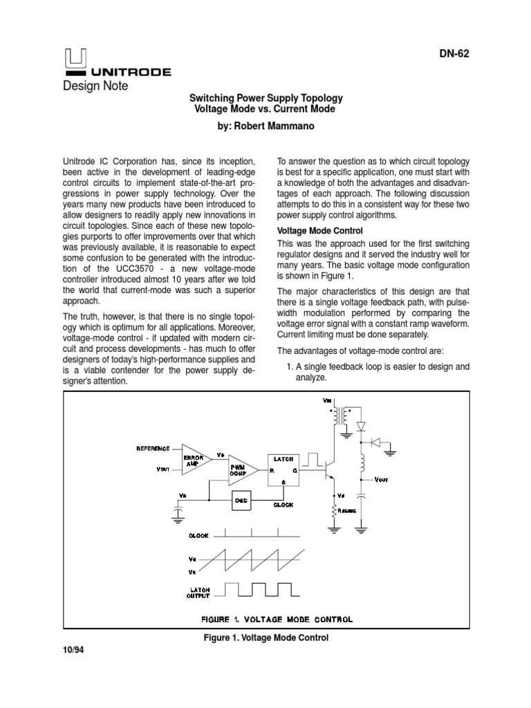 Switching Power Supply Topology Voltage Mode vs. Current Mode | PDF