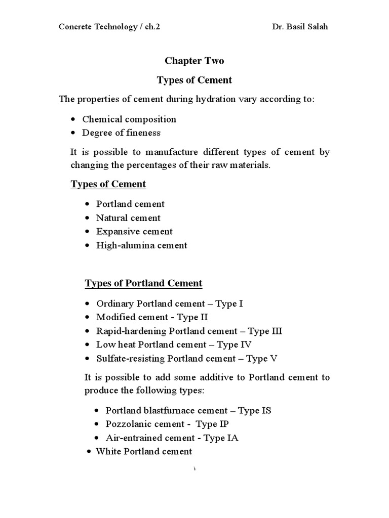 Types of Cement | PDF
