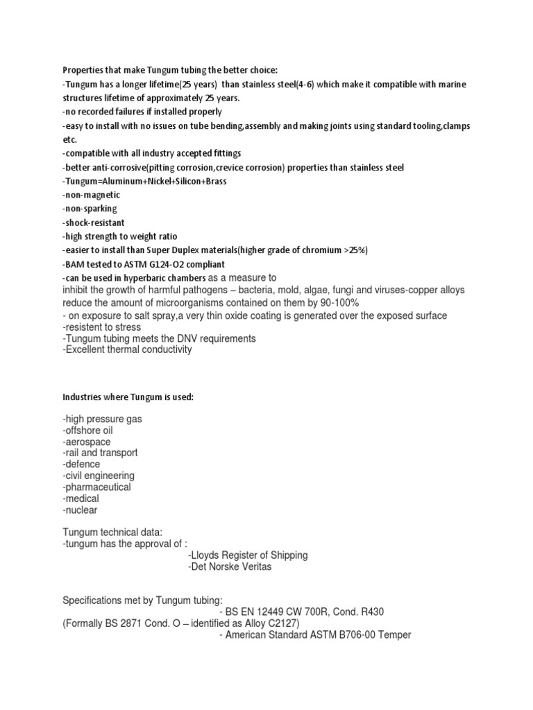 Tungum Synthesis | PDF