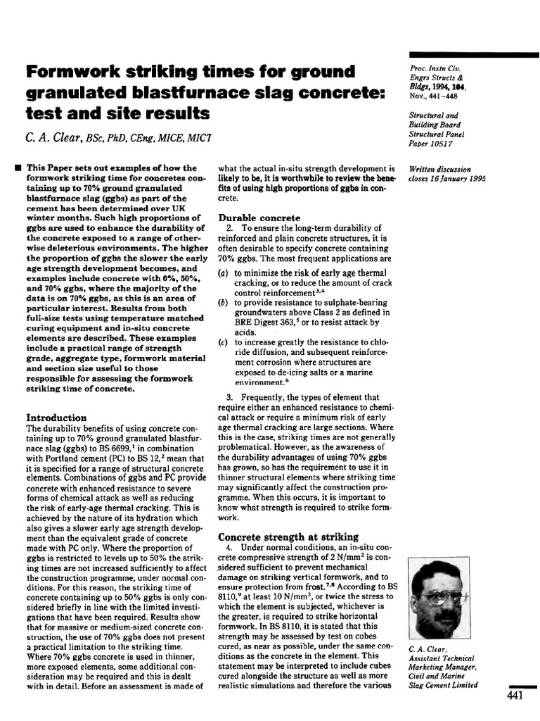 Formwork Striking Times PDF | PDF | Building | Concrete