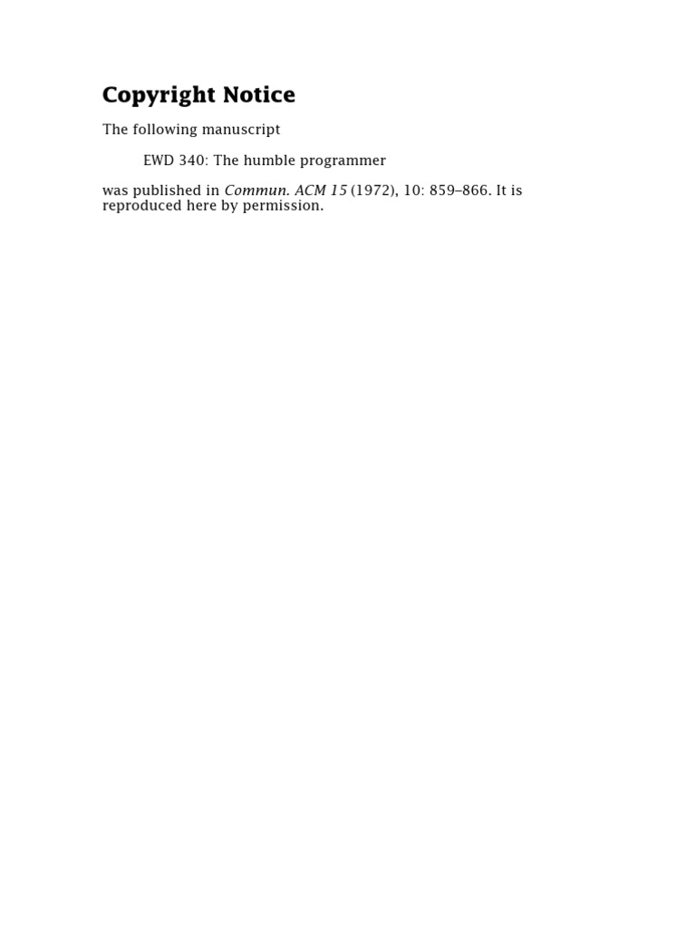 EWD 340: The Humble Programmer | PDF | Science & Mathematics | Computers