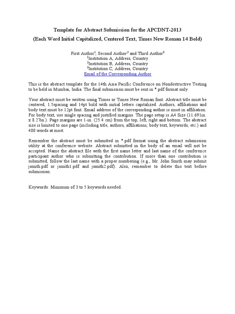 Abstract Submission Template | PDF