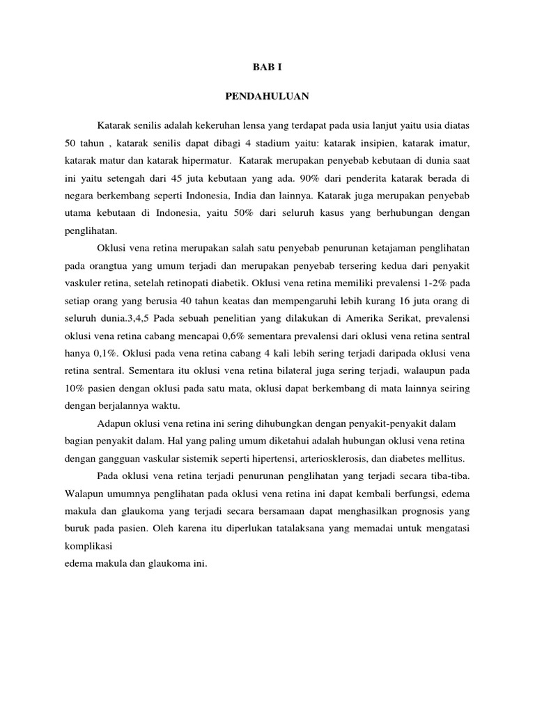 Oklusi Vena Retina Sentralis pada Katarak | PDF