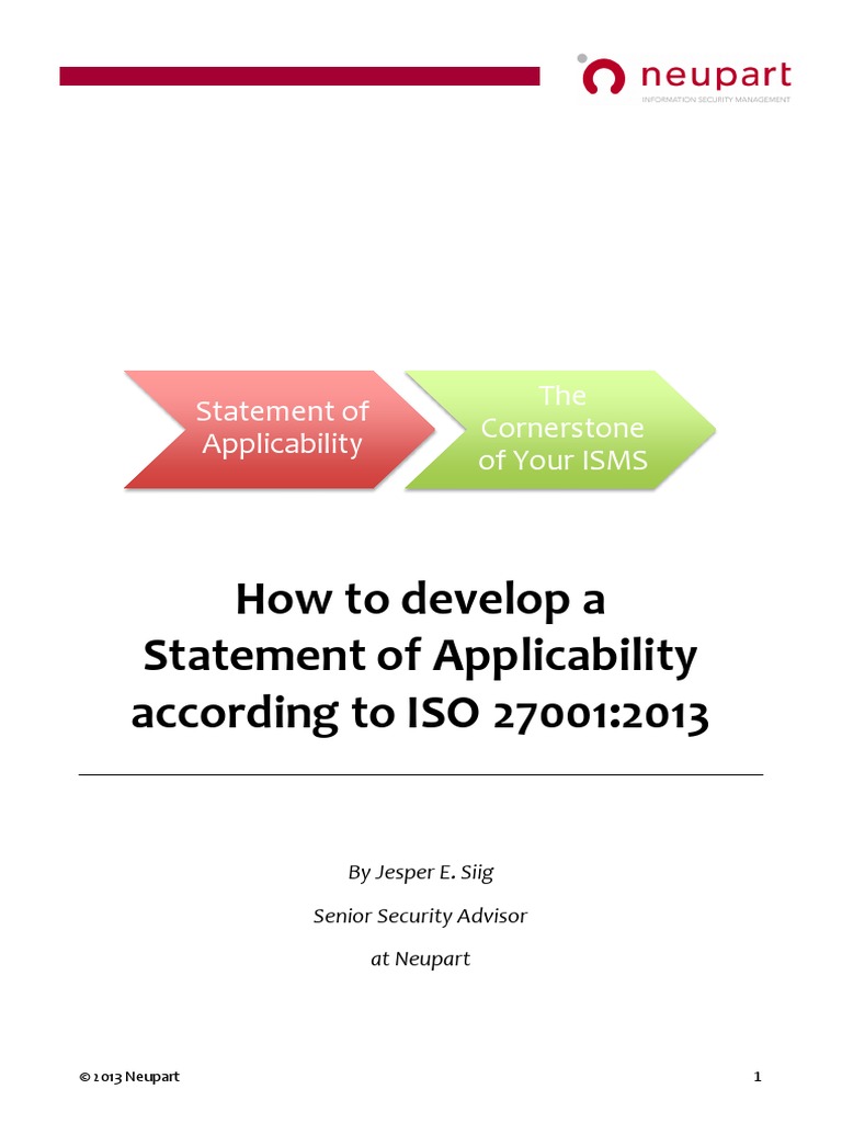 How To Develop A Statement of Applicability According To ISO 27001-2013 ...