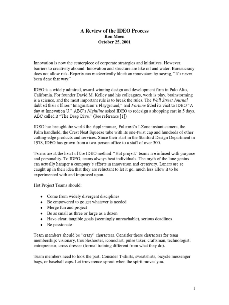 A Review of The Ideo Process PDF | PDF | Brainstorming | Patient