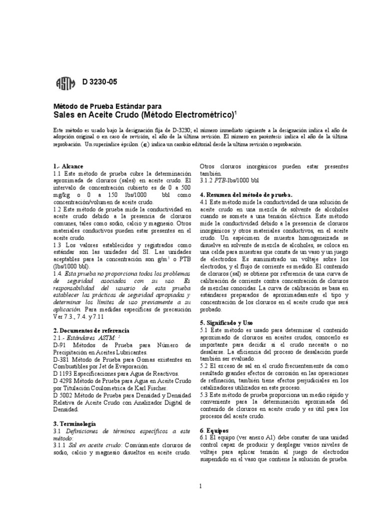 ASTM D 3230-05 Español SALINIDAD | PDF | Valoración | Química