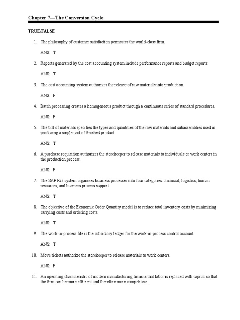 Hall 5e TB Ch07 | PDF | Inventory | Business Process
