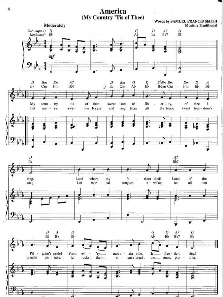 America My Country Tis of Thee Music PDF | PDF