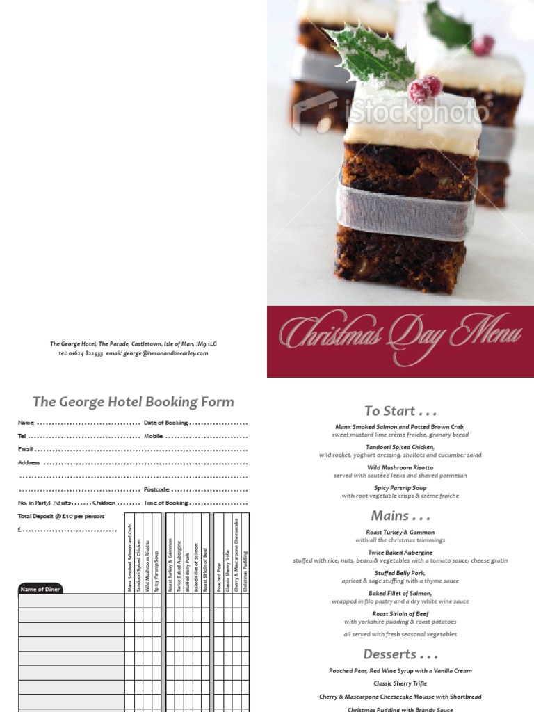 The George Hotel Christmas Menu | PDF