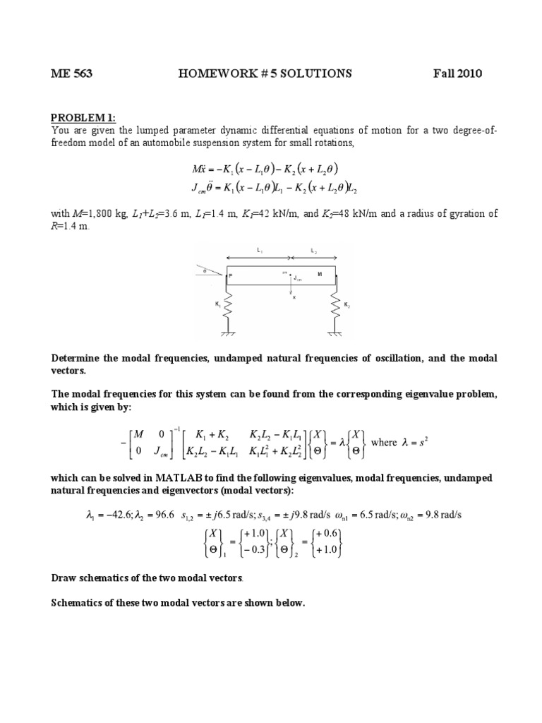 Modal Analysis of a Two Degree-of-Freedom Automobile Suspension System with Varying Damping ...