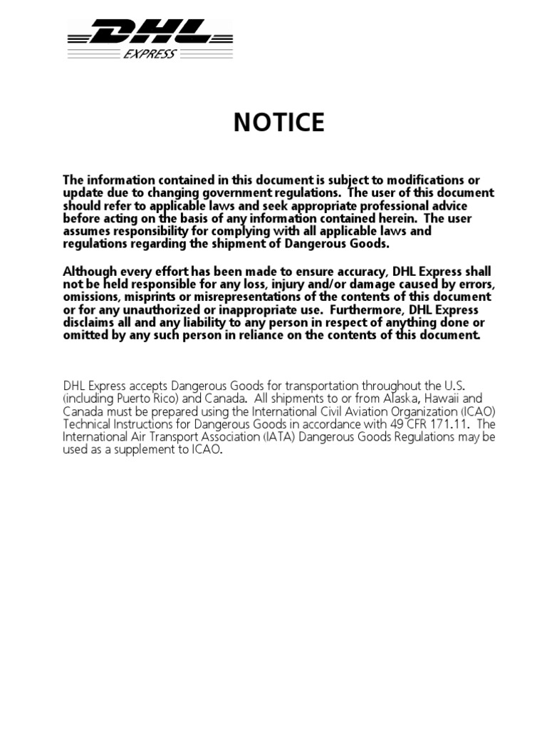 Shippers Declaration Dangerous Goods Form and Instructions | PDF ...