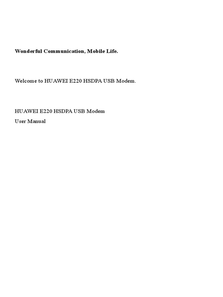 Huawei E220 Hsdpa Usb Modem User Manual | PDF | Subscriber Identity ...