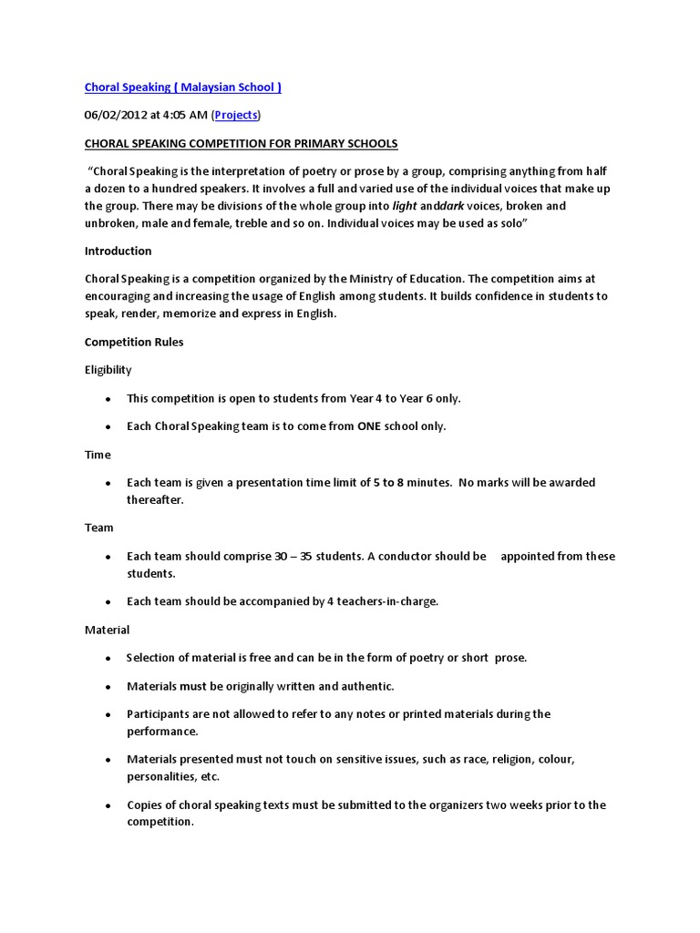 Choral Speaking | PDF | Singing | Choir