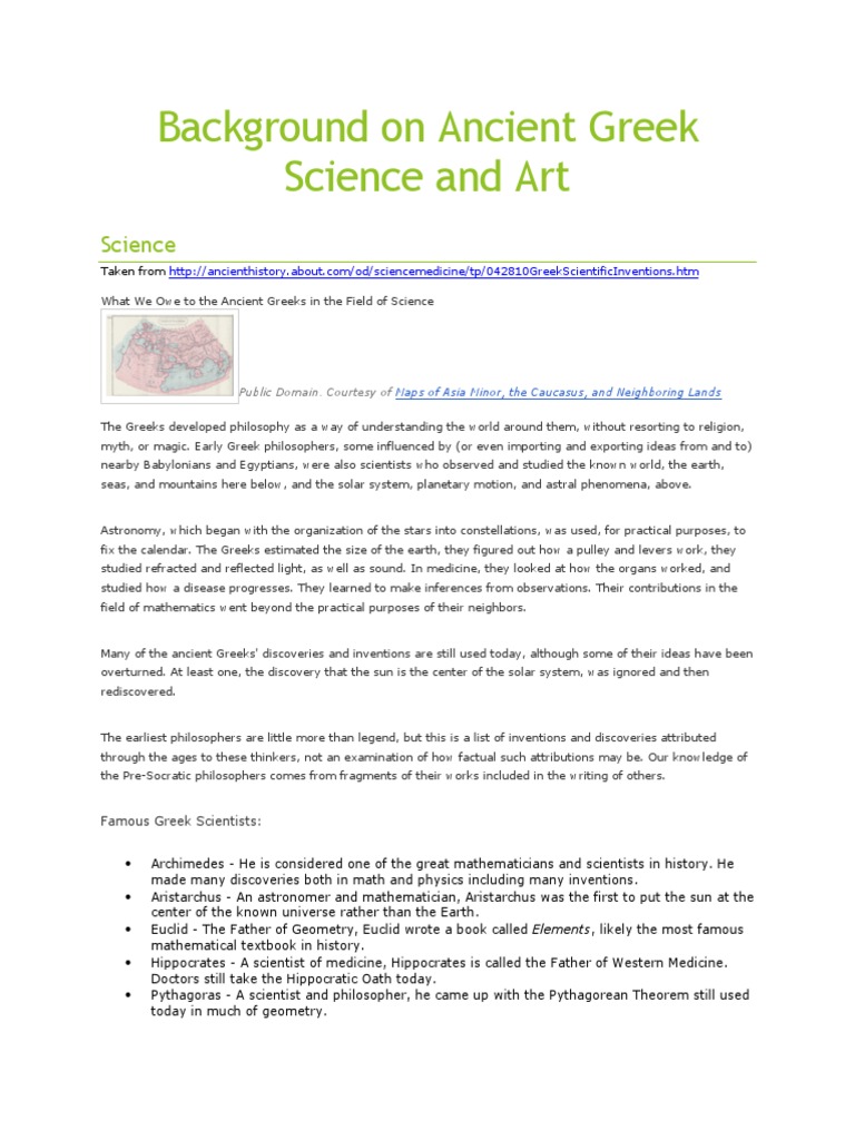 Background On Ancient Greek Science and Art | PDF | Ancient Greece ...