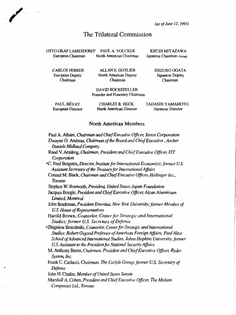 Trilateral Commission Membership List 1995